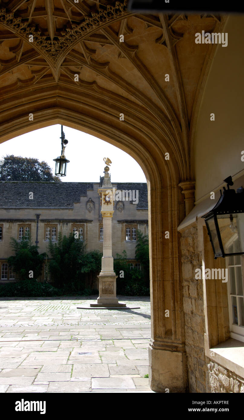 Corpus Christi front Quad and the Pelican Column Stock Photo - Alamy