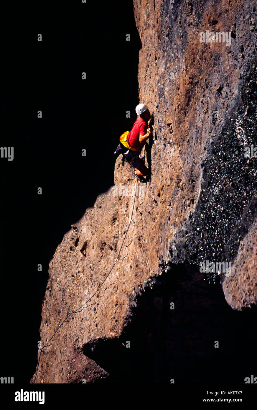 Paul Emrick climbing on the Falls Walls near Telluride, CO USA Stock ...