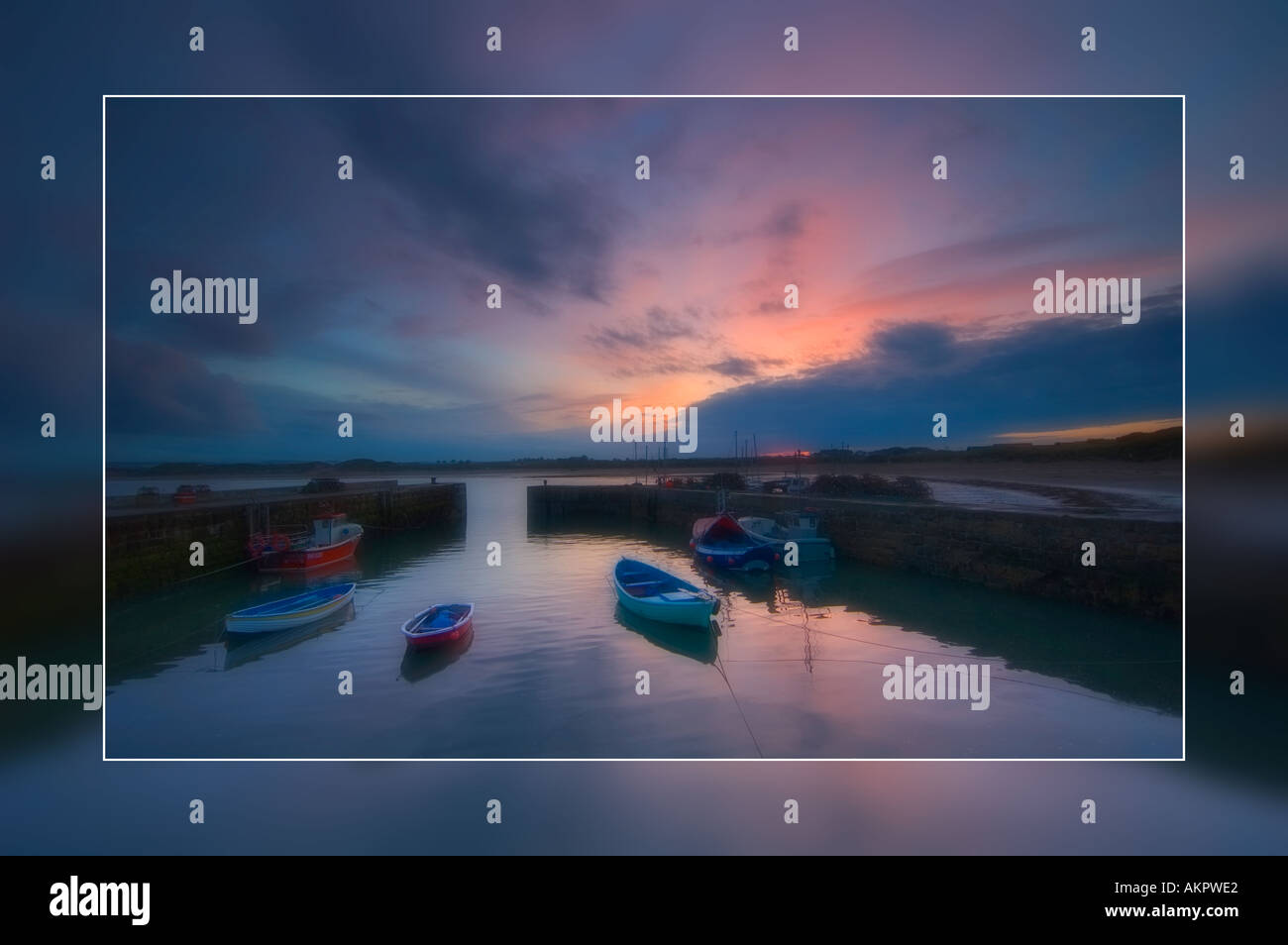 Beadnell Harbour At Sunset Stock Photo - Alamy