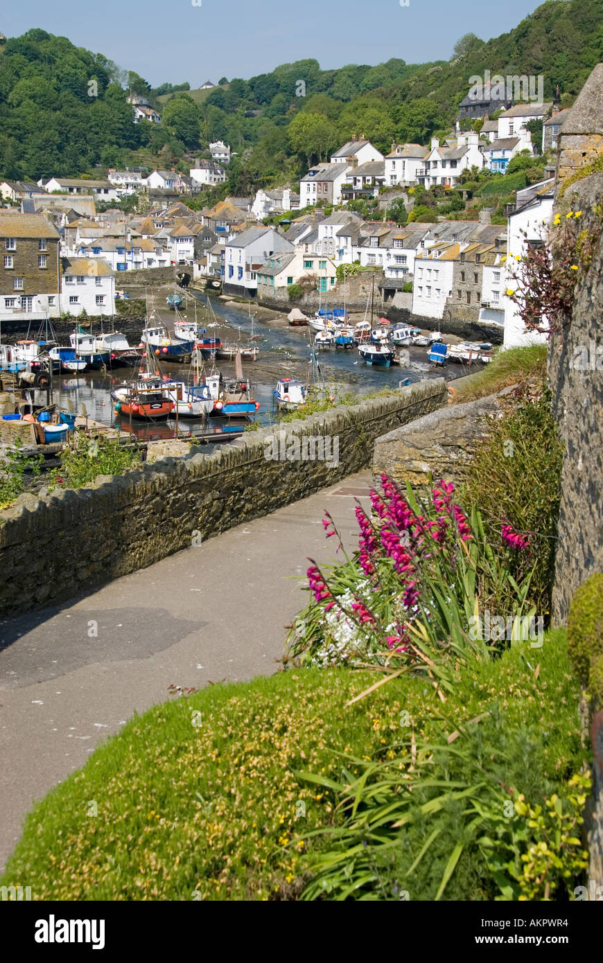 Polperro village and fishing harbour Stock Photo - Alamy