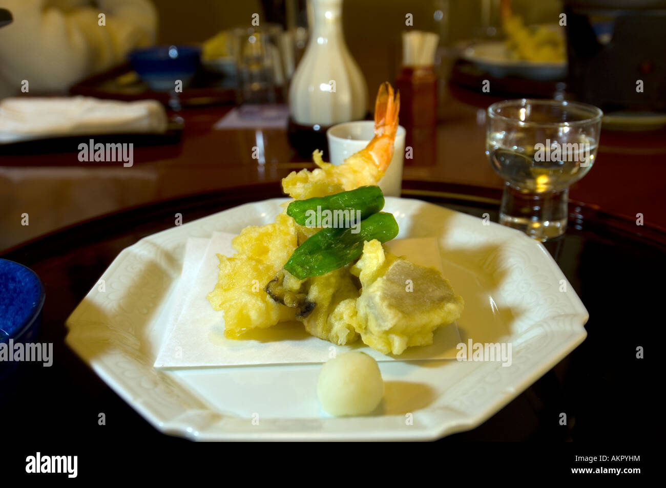 Japanese style dinner kaiseki ryori is being served in a traditional ...