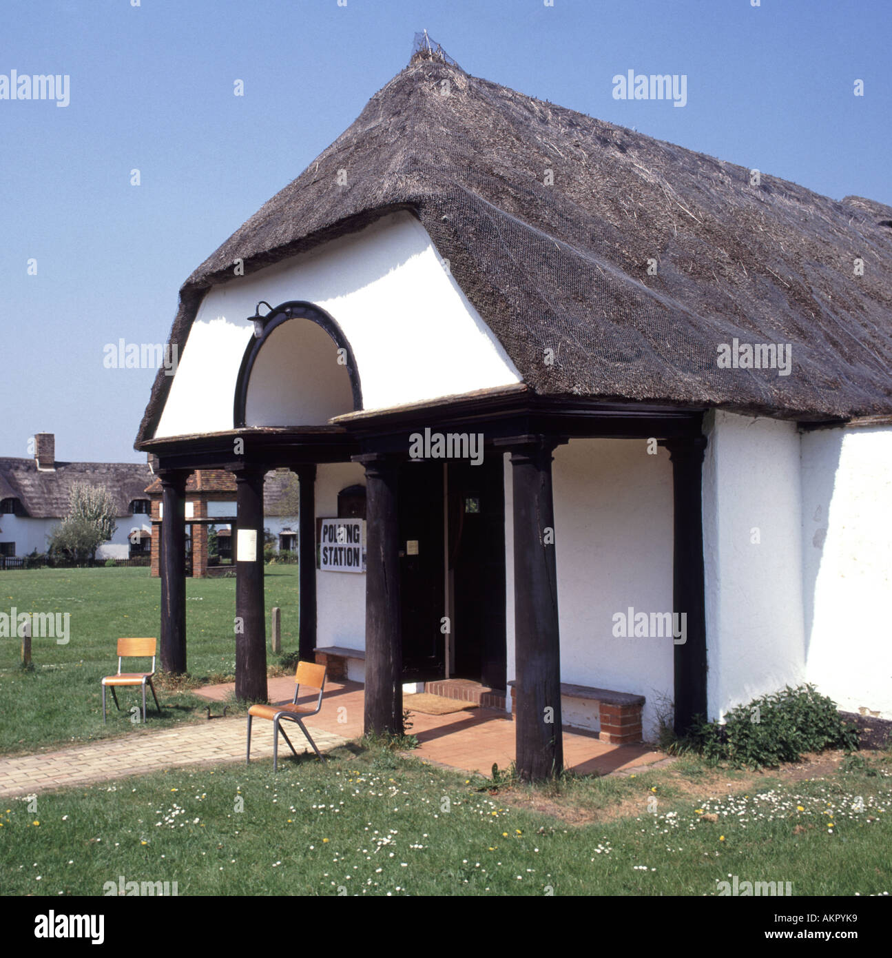 Ardeley a small village near Stevenage thatched roof village hall being ...