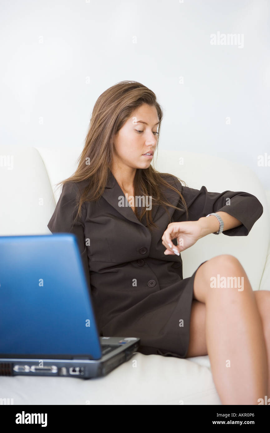 woman with laptop MODEL RELEASED Stock Photo - Alamy