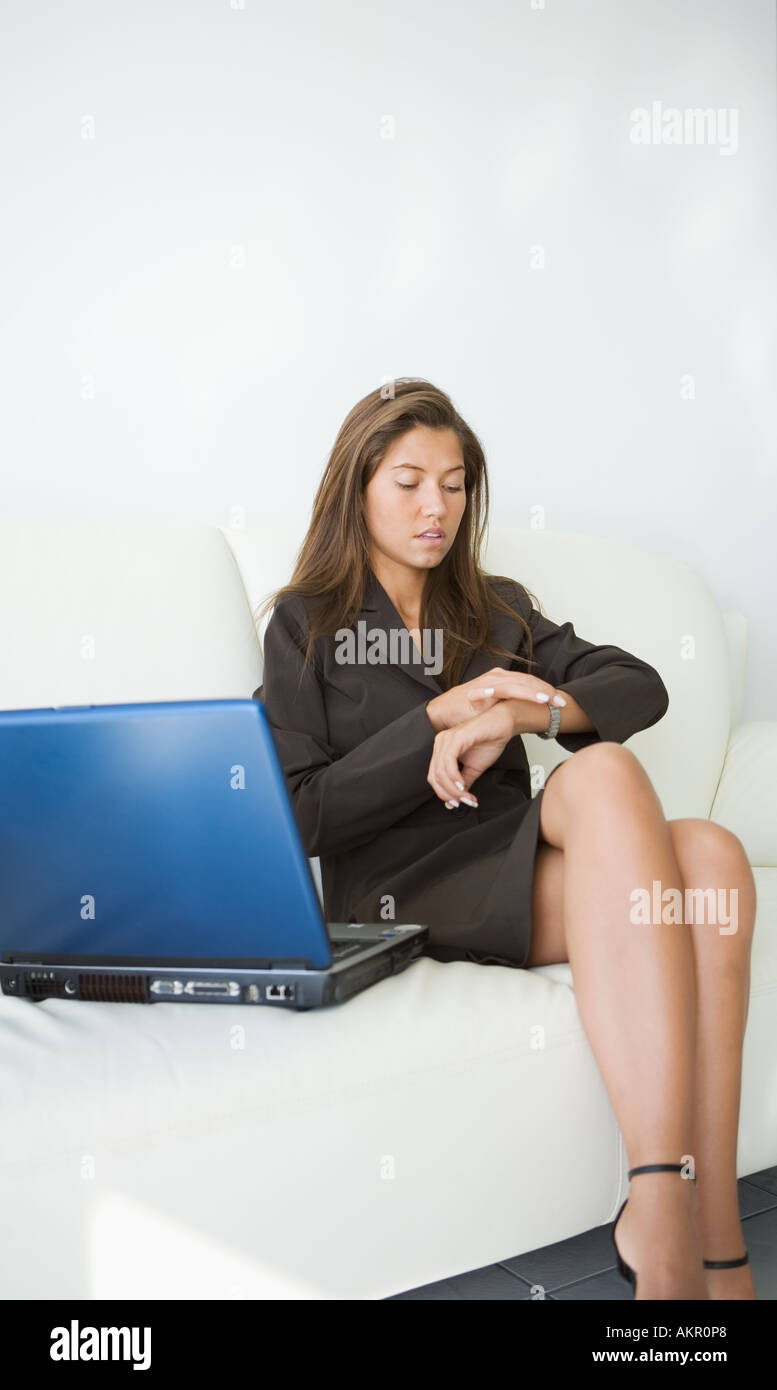 woman with laptop MODEL RELEASED Stock Photo - Alamy
