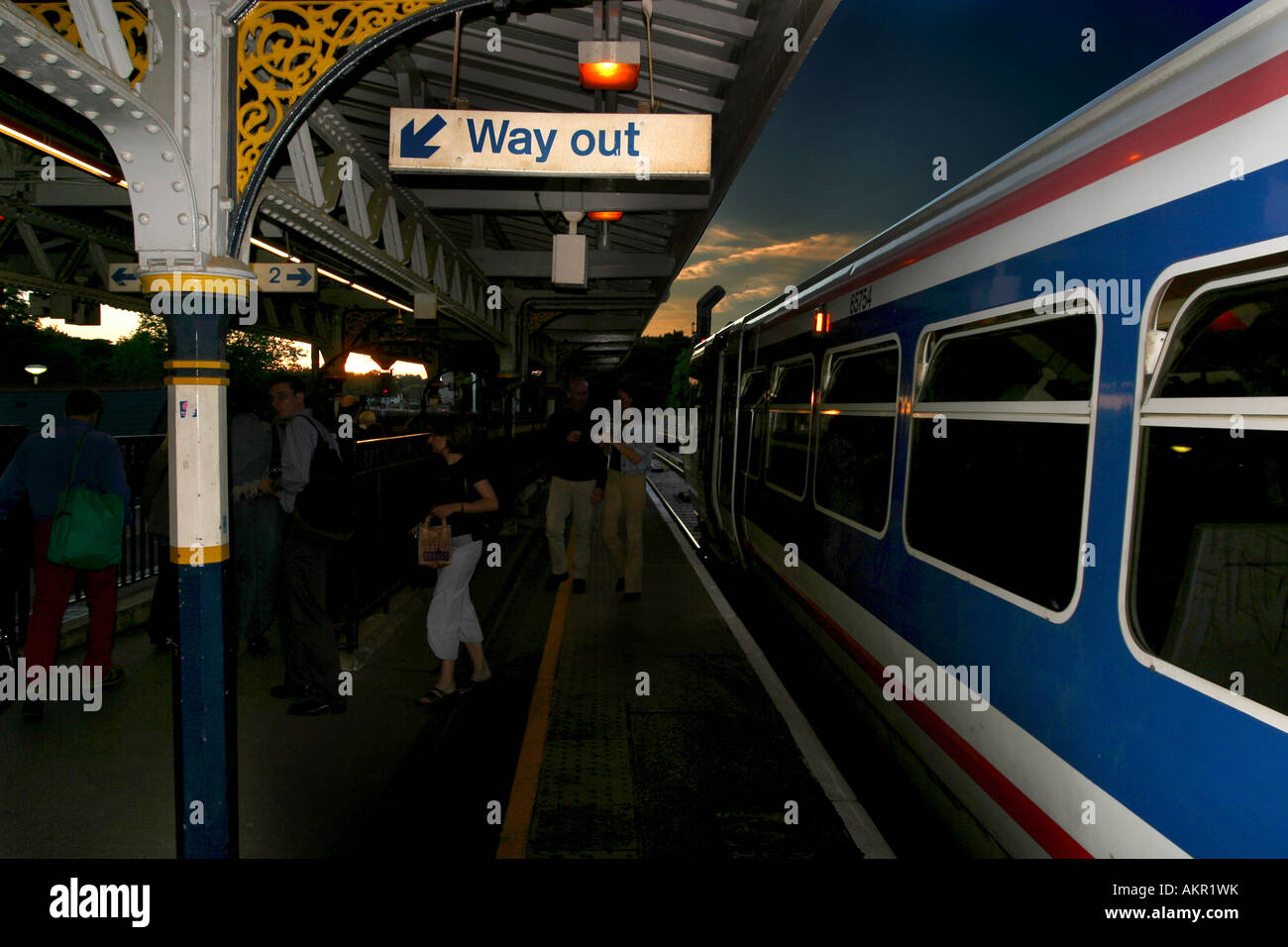 railway station platform at night Stock Photo - Alamy