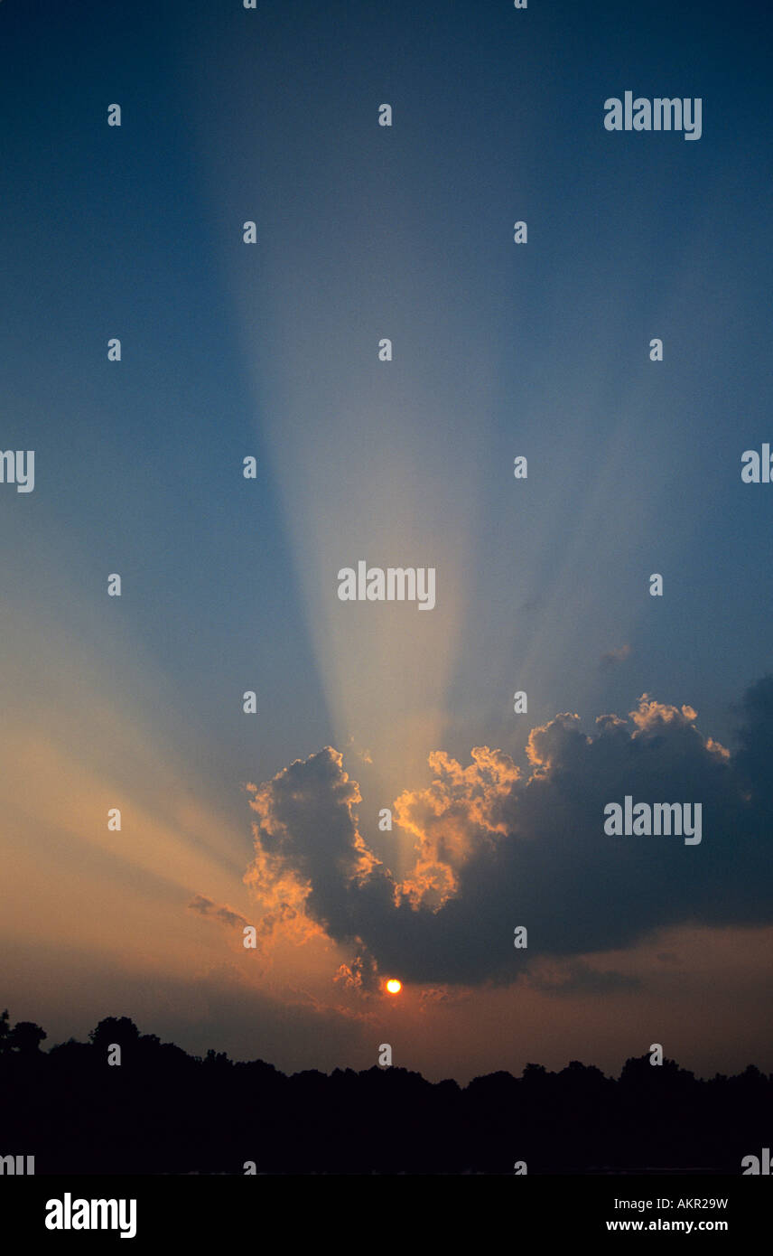 Crepuscular Rays at Sunset USA Stock Photo - Alamy