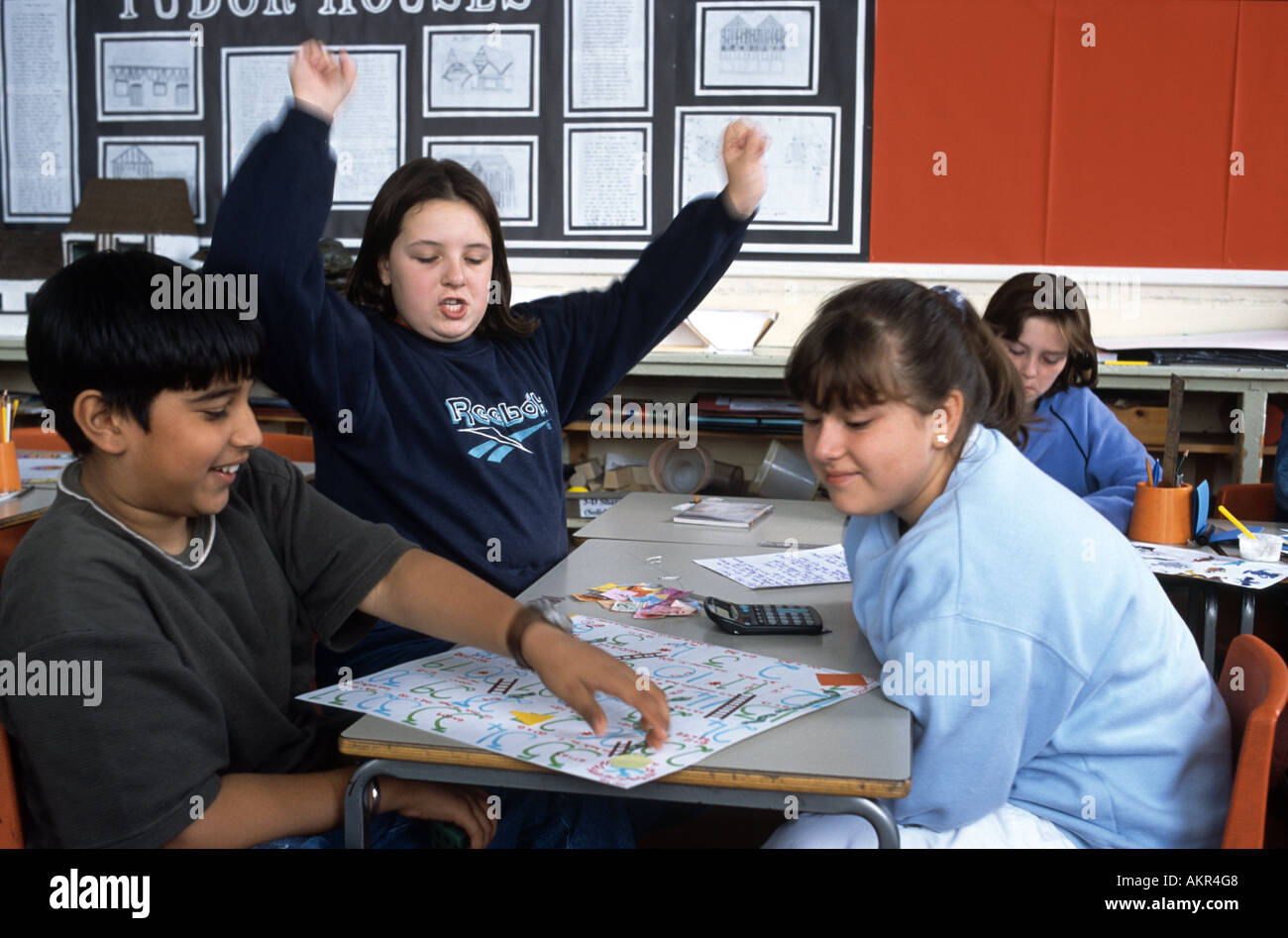 primary school children creating number games in math class Stock Photo ...