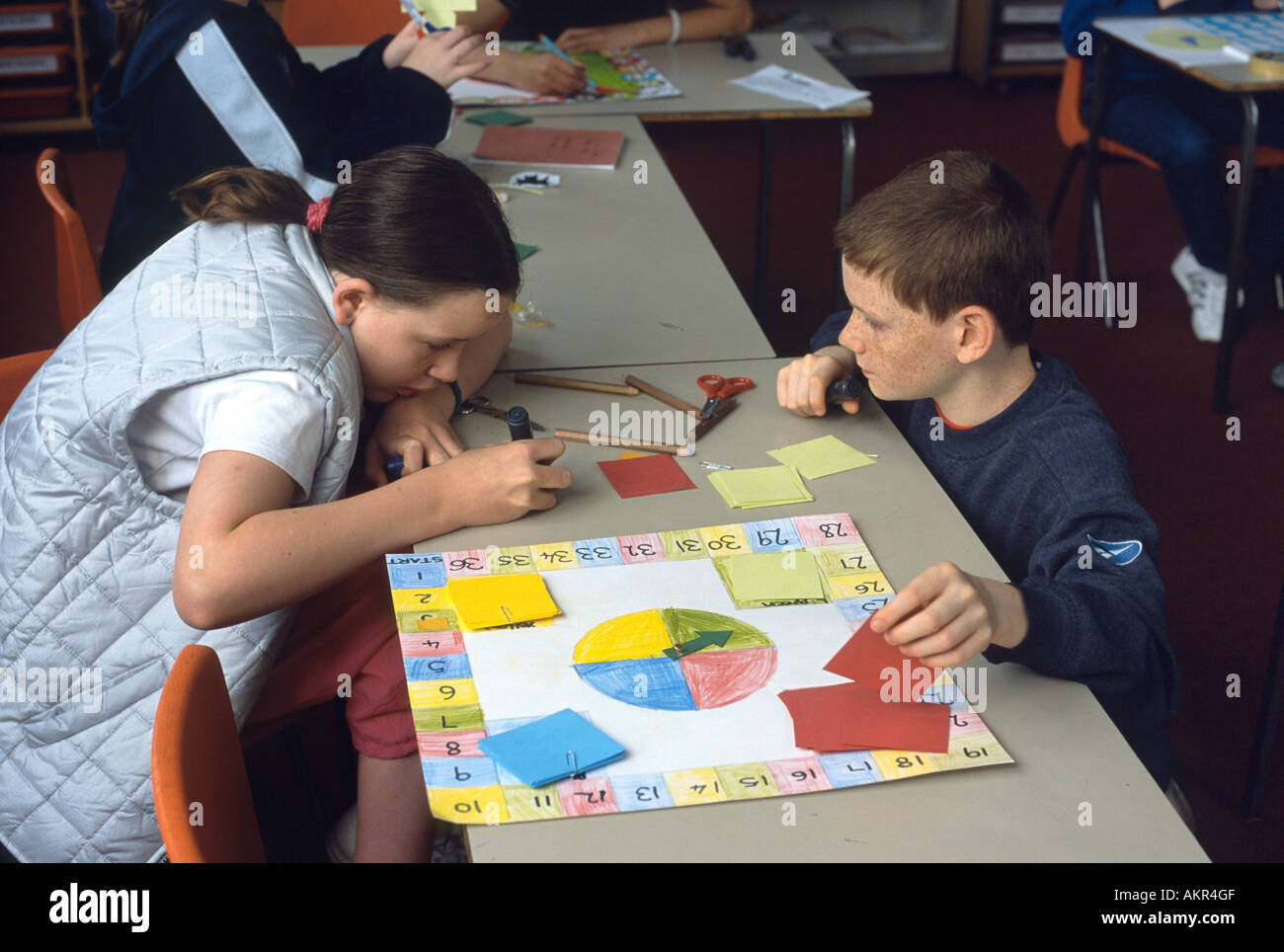 primary school children creating number games in math class Stock Photo ...
