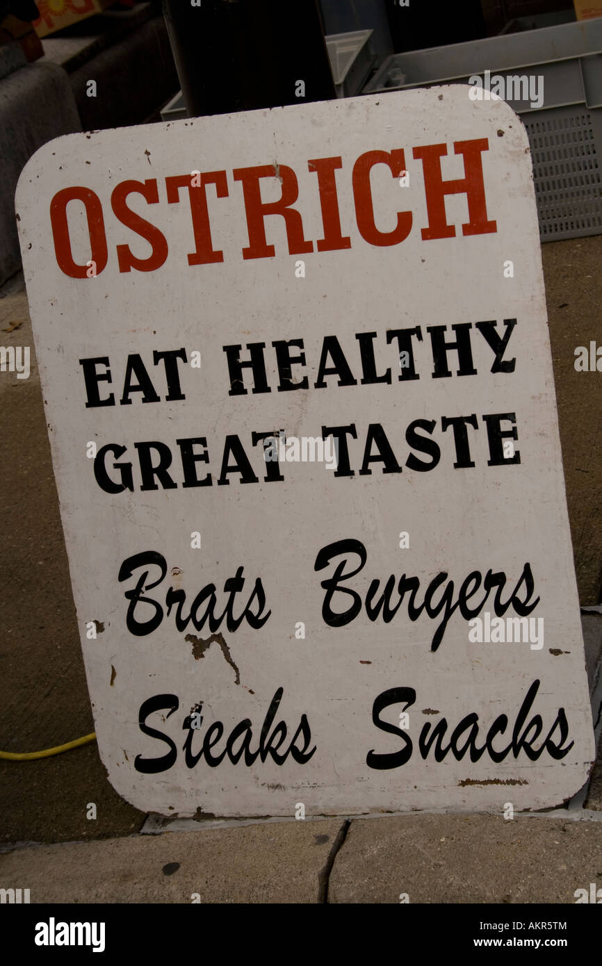 Sign for ostrich meat Stock Photo - Alamy