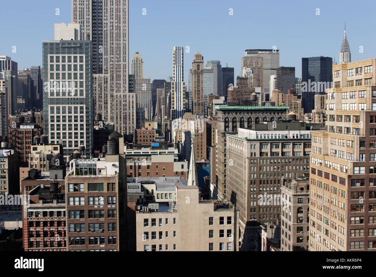 Overview of highrises office buildings Midtown Manhattan New York City ...