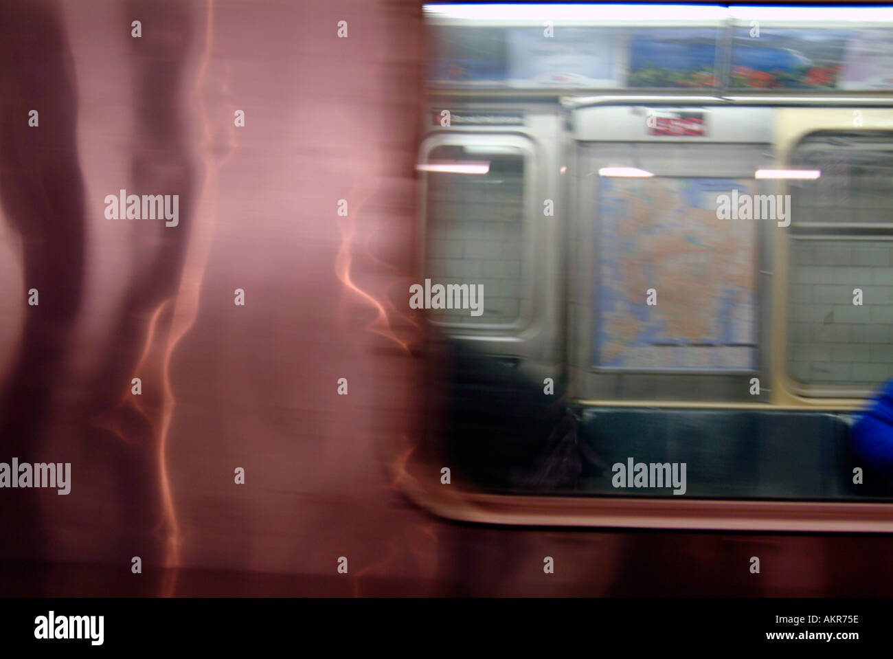 NYC Subway window Stock Photo - Alamy
