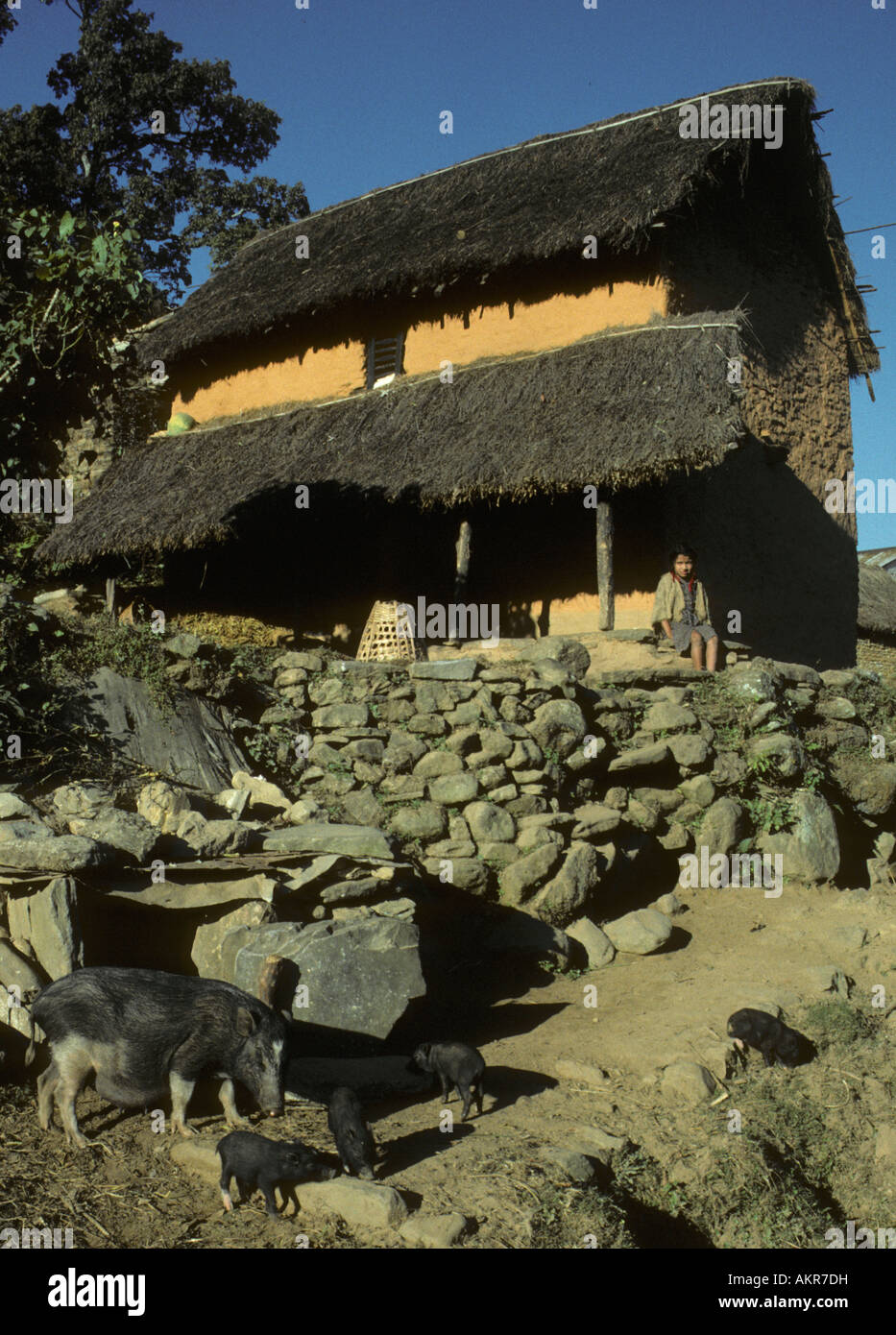 Nepal Himalayan foothills village scene Stock Photo - Alamy