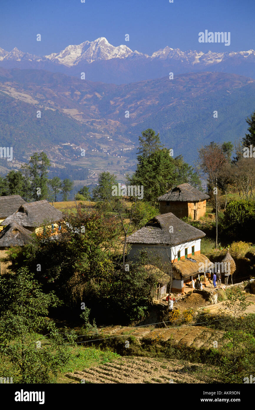 Nepal Kathmandu Valley Himalayas rural houses fields Stock Photo - Alamy