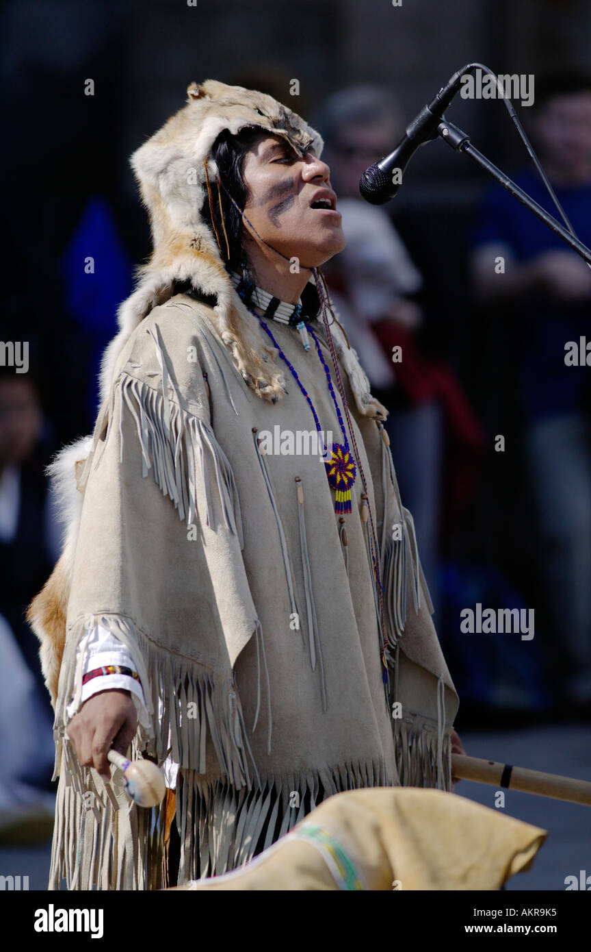 Male native American singing at the Edinburgh Festival, Edinburgh ...