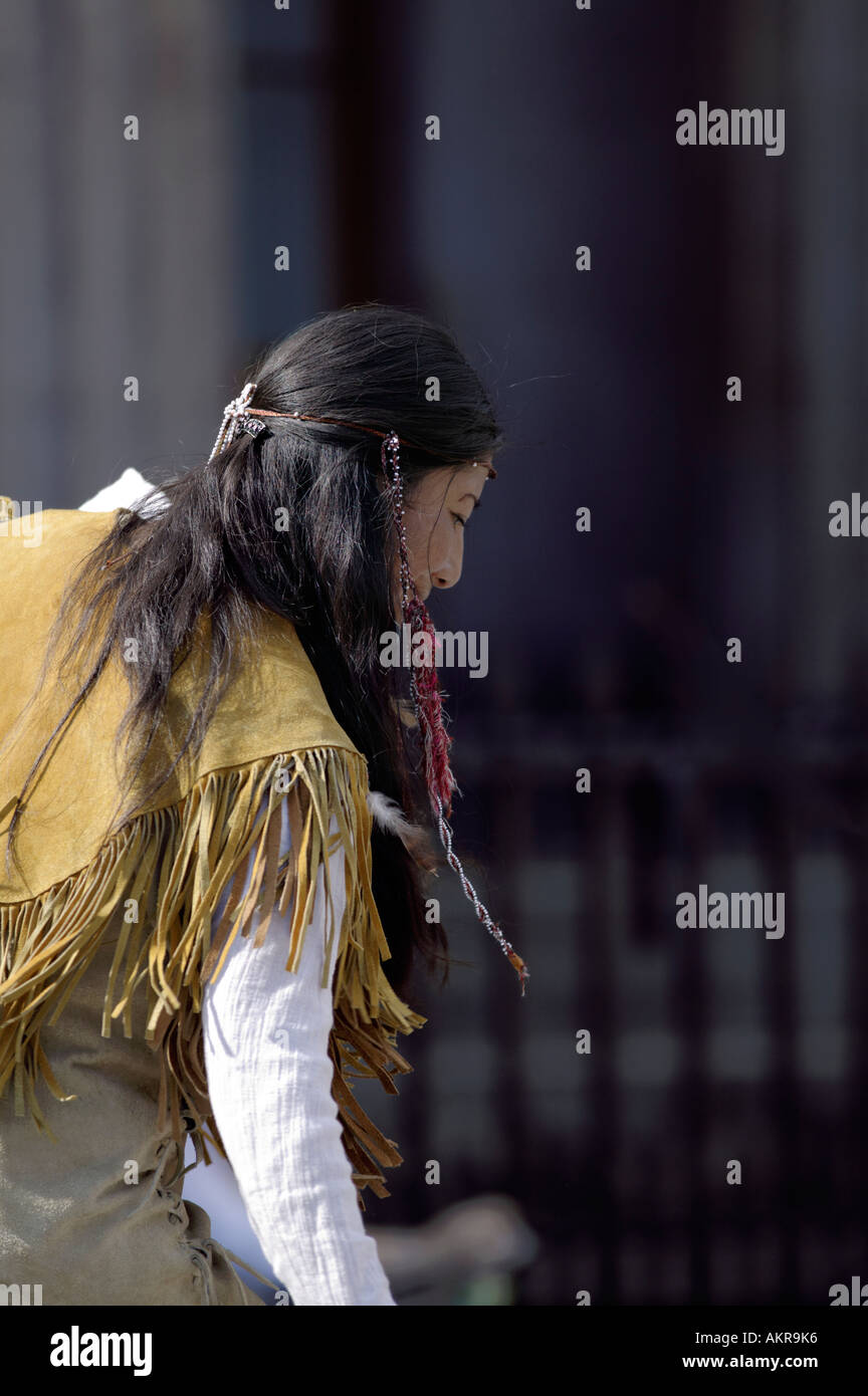 Female native American dancing at the Edinburgh Festival, Edinburgh ...