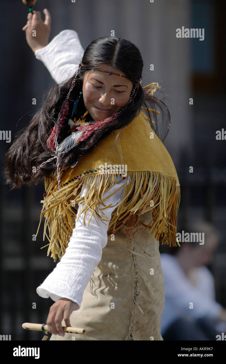 Female native American dancing at the Edinburgh Festival, Edinburgh ...