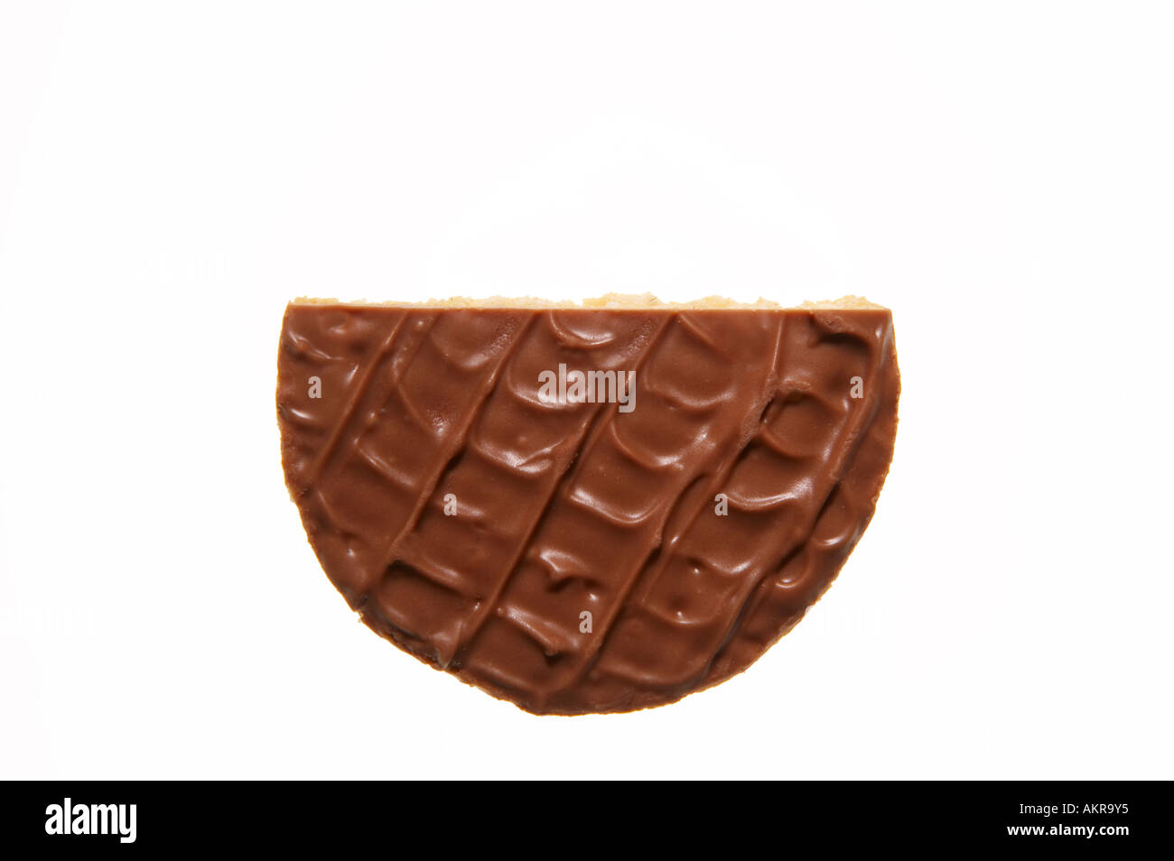 HALF CHOCOLATE COATED BISCUIT ON WHITE BACKGROUND Stock Photo - Alamy