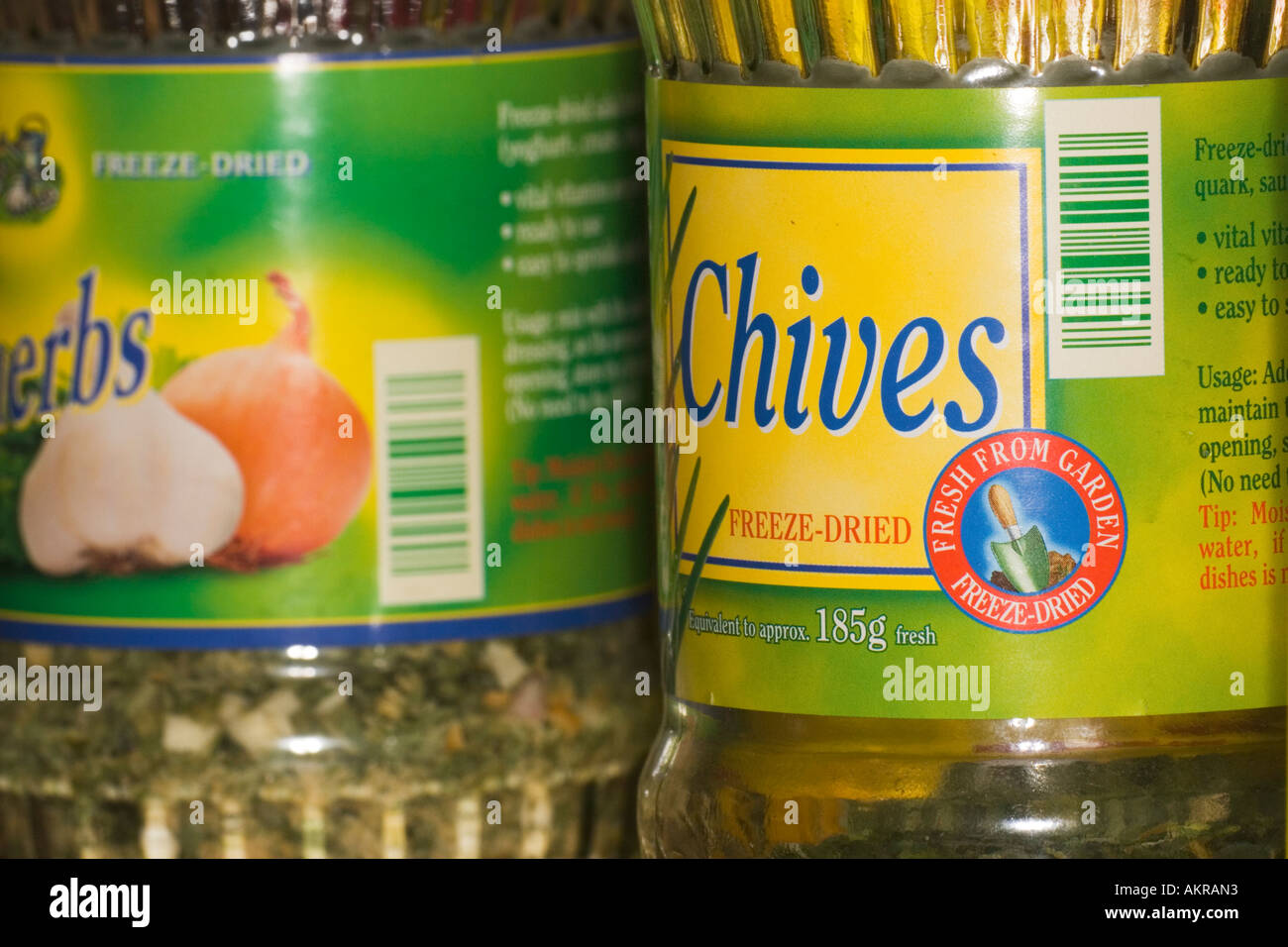 dried herbs in jar chives Stock Photo - Alamy