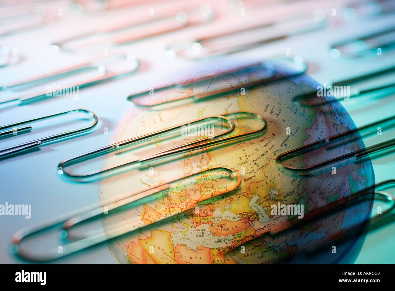 Globe and Paperclips Stock Photo - Alamy