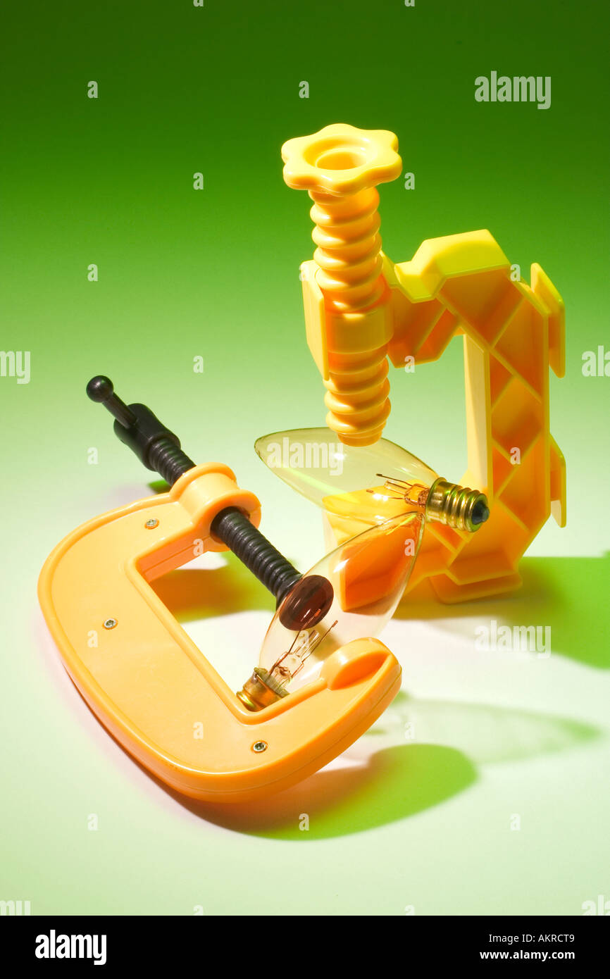 Toy Plastic Clamps and Light Bulbs Stock Photo - Alamy
