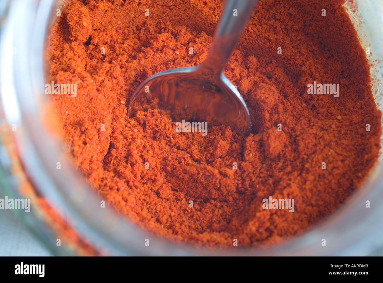 Ground Red Hot Chili Pepper Powder with Spoon Stock Photo - Alamy