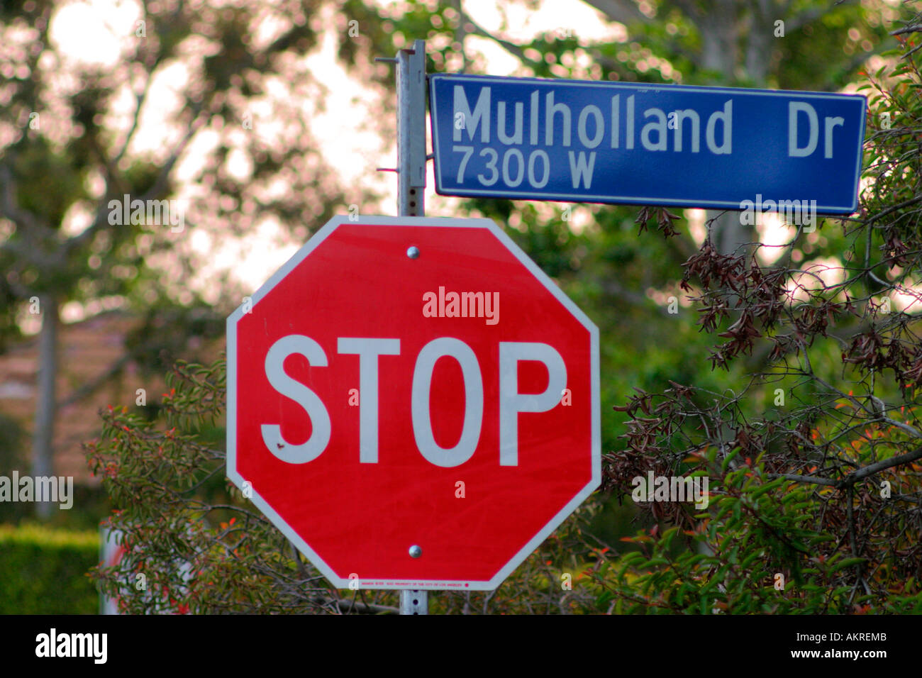 Mulholland Drive street sign Los Angeles California USA Stock Photo - Alamy