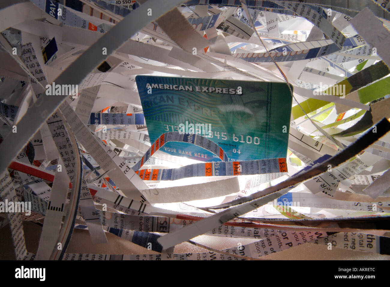 Shredded paper and a credit card Stock Photo - Alamy