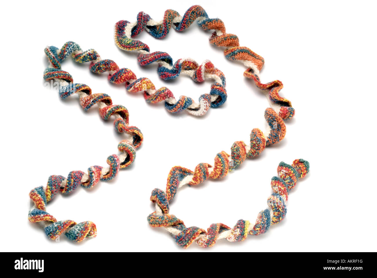 Crocheted "multi coloured"curly scarf Stock Photo - Alamy