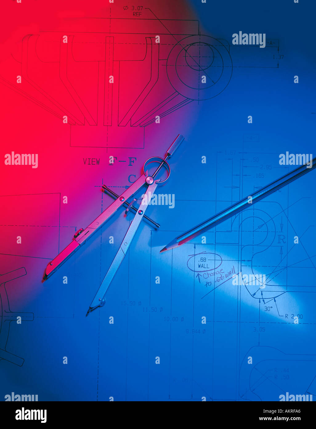 drafting tools and blueprints Stock Photo - Alamy