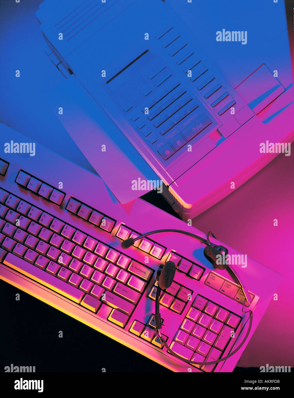 headset and keyboard in color Stock Photo - Alamy