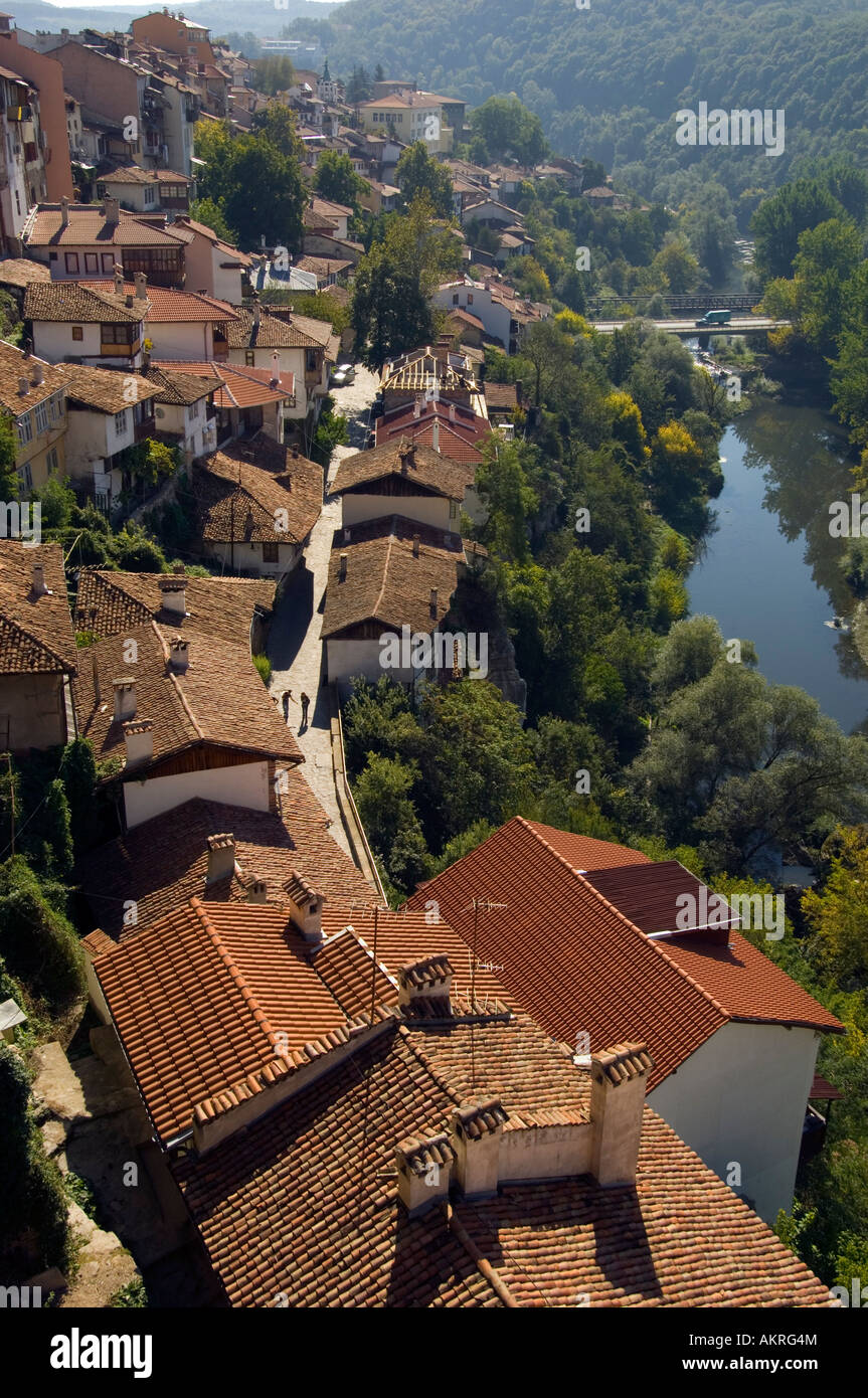 Houses with red roofs by Yantra River, Veliko Tarnovo, Bulgaria Stock ...