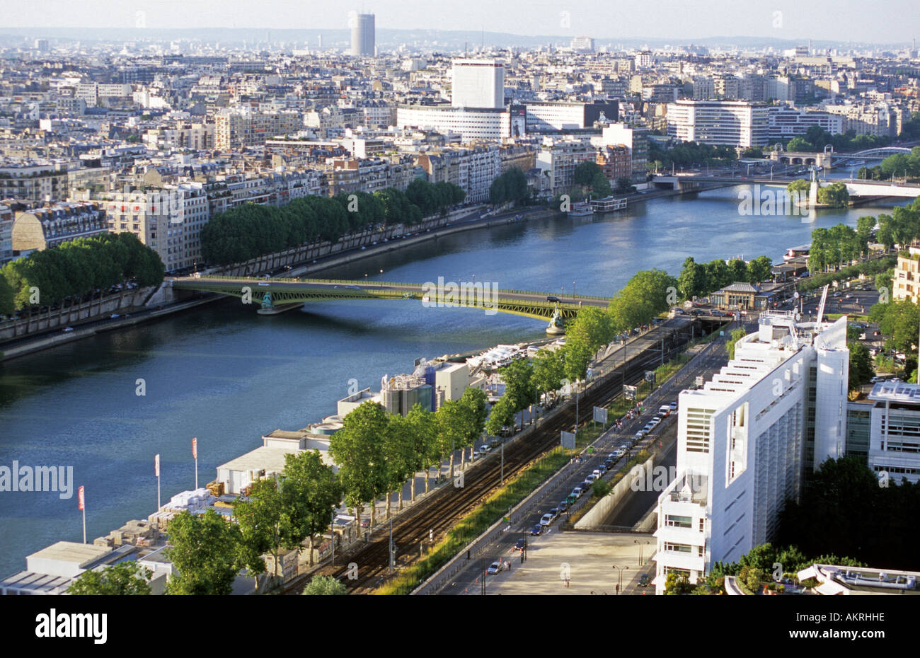 Paris, aerial, Seine river and skyscrapers Stock Photo - Alamy
