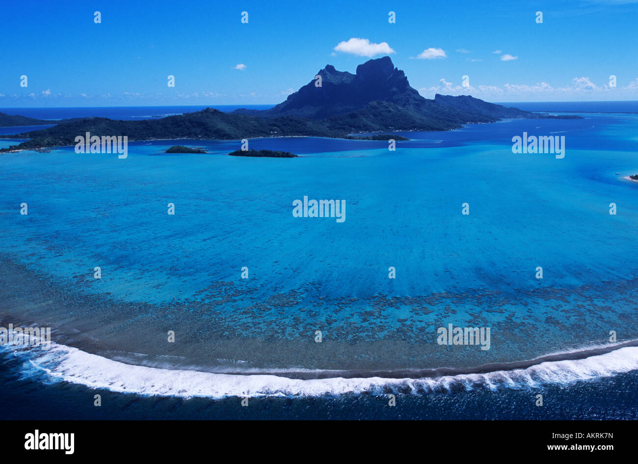 France, French Polynesia, Bora-Bora islands, (aerial view Stock Photo ...