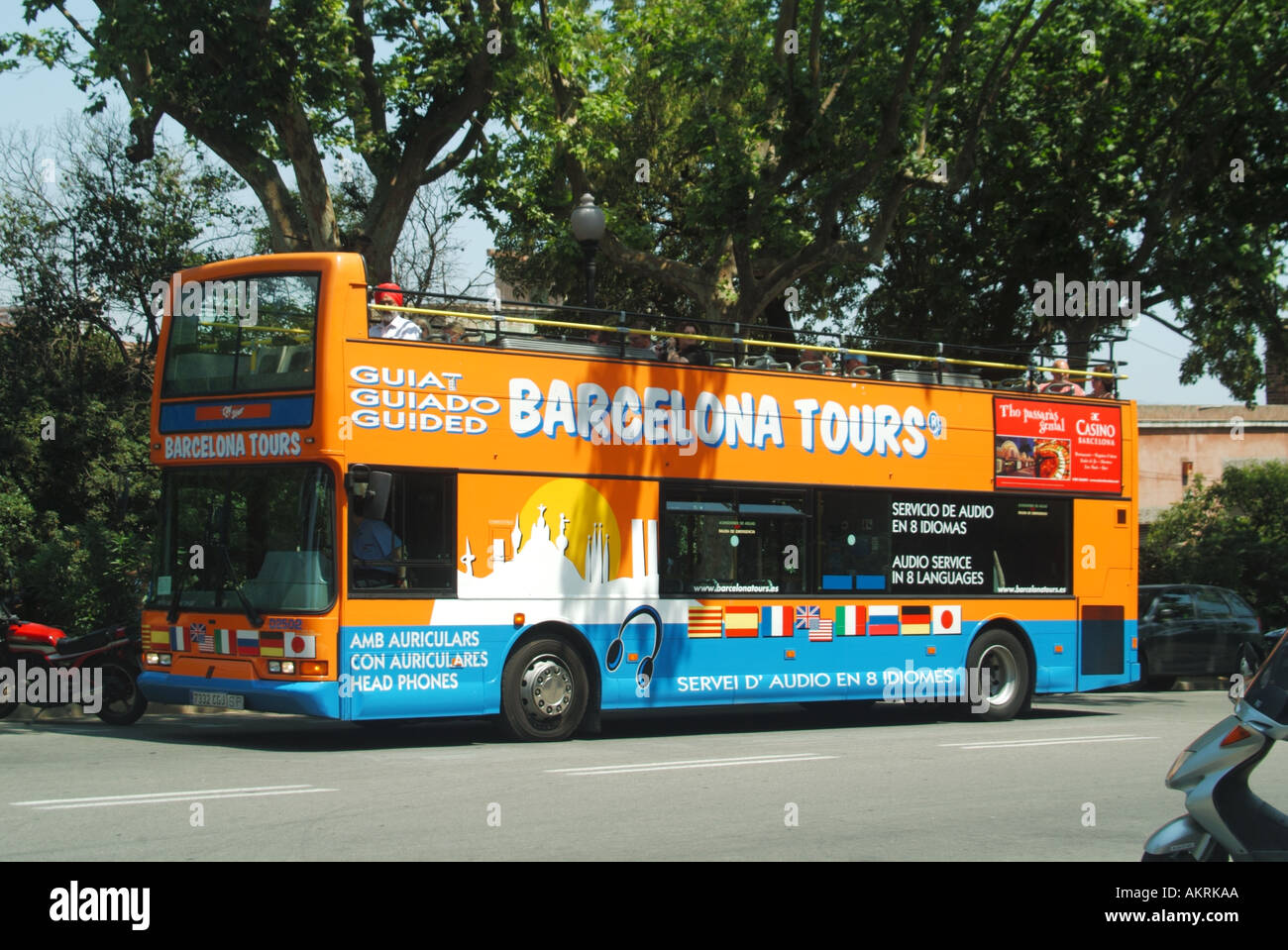 Barcelona open top tour bus Stock Photo - Alamy