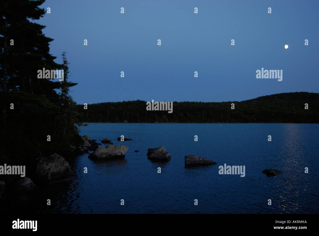 Stock image of Skiff Lake under a full moon Stock Photo - Alamy