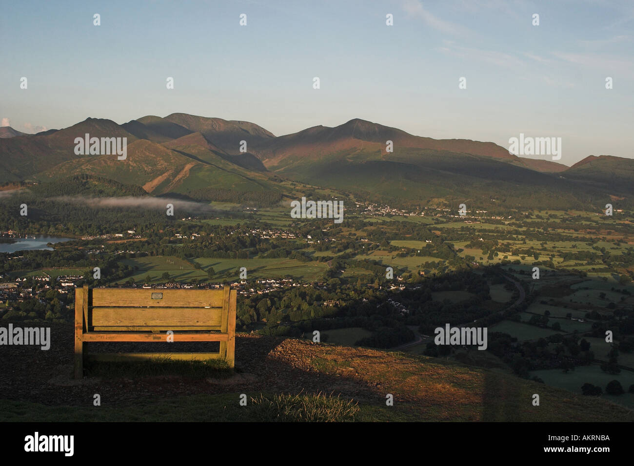 bench on top of mountain in lake district, uk Stock Photo - Alamy