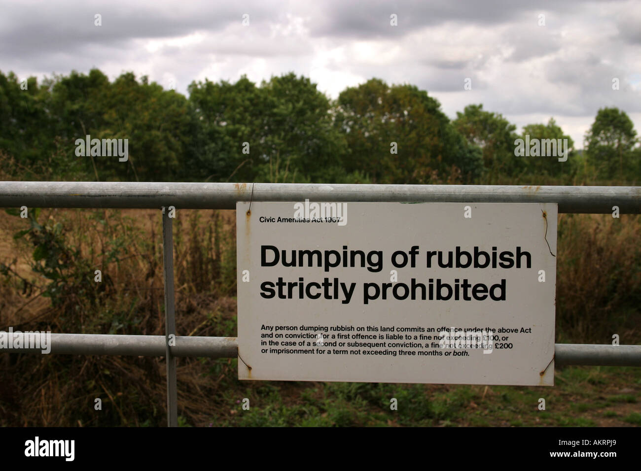 Dumping of rubbish strictly prohibited warning sign United Kingdom ...