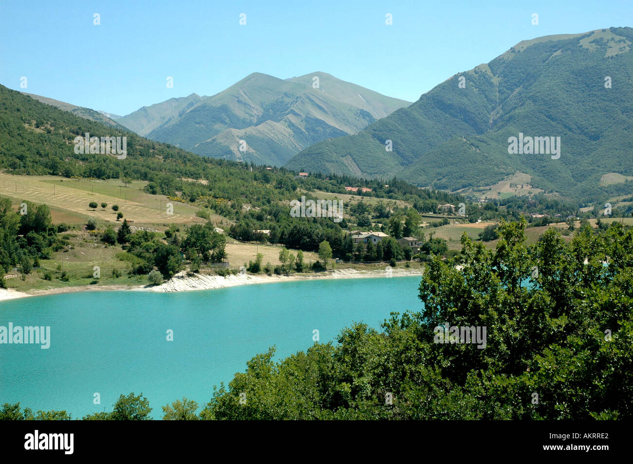 Lake Fiastra in the Sibilini Mountains Italy Stock Photo - Alamy