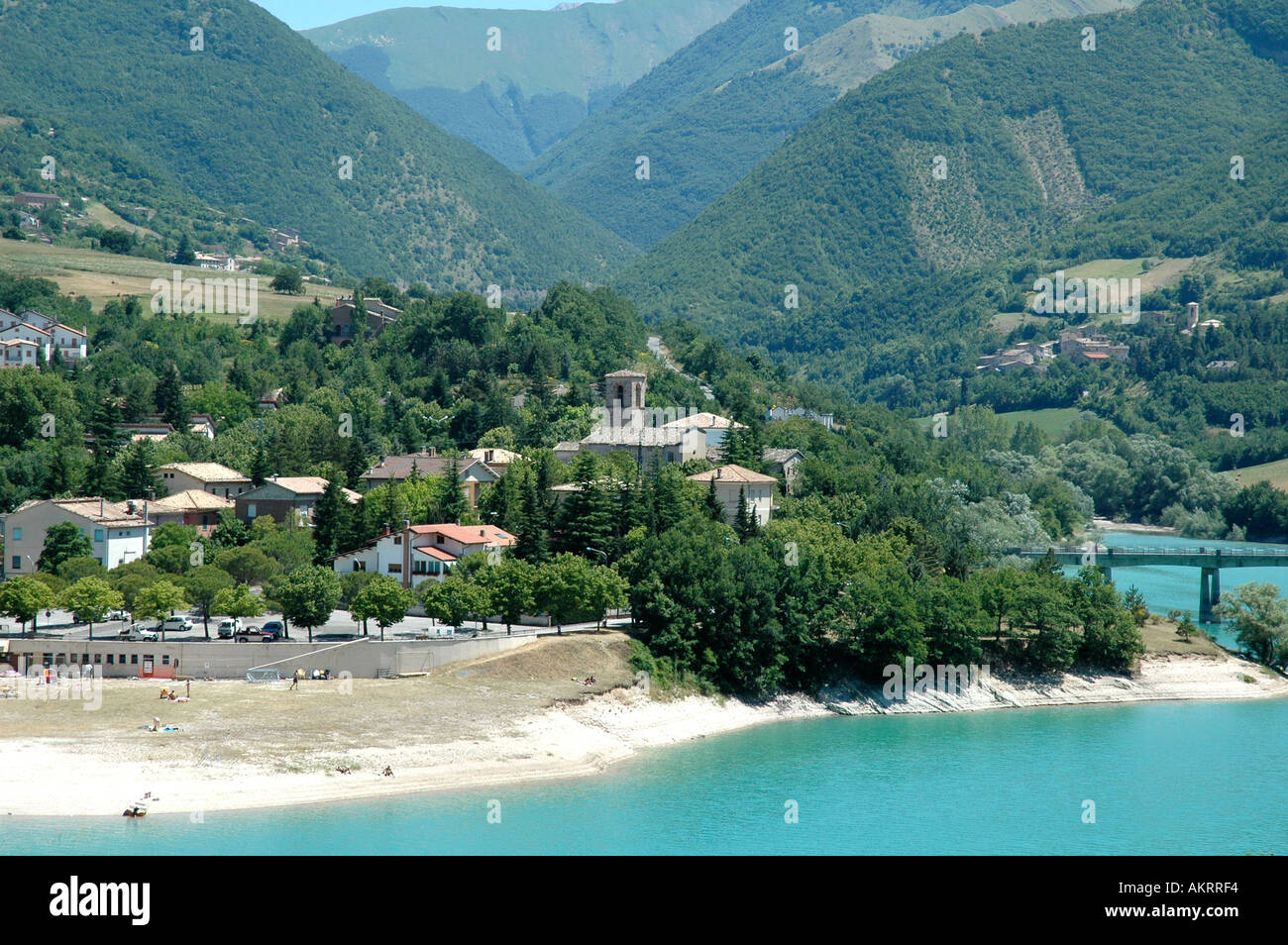 Lake Fiastra in the Sibilini Mountains Italy Stock Photo - Alamy
