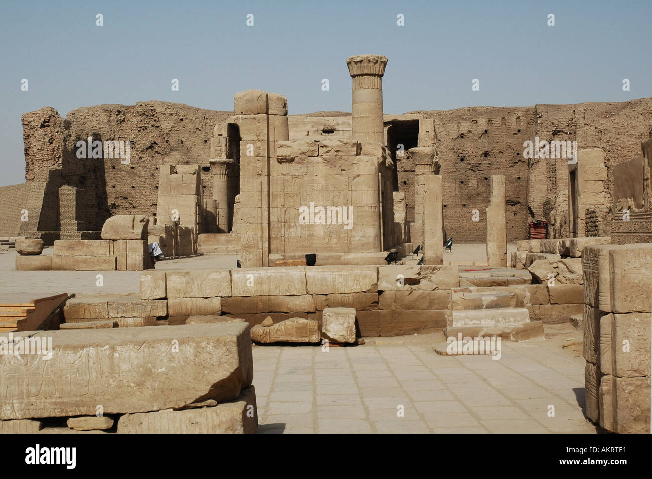 Temple ruins at the Temple of Horus at Edfu Egypt Stock Photo - Alamy