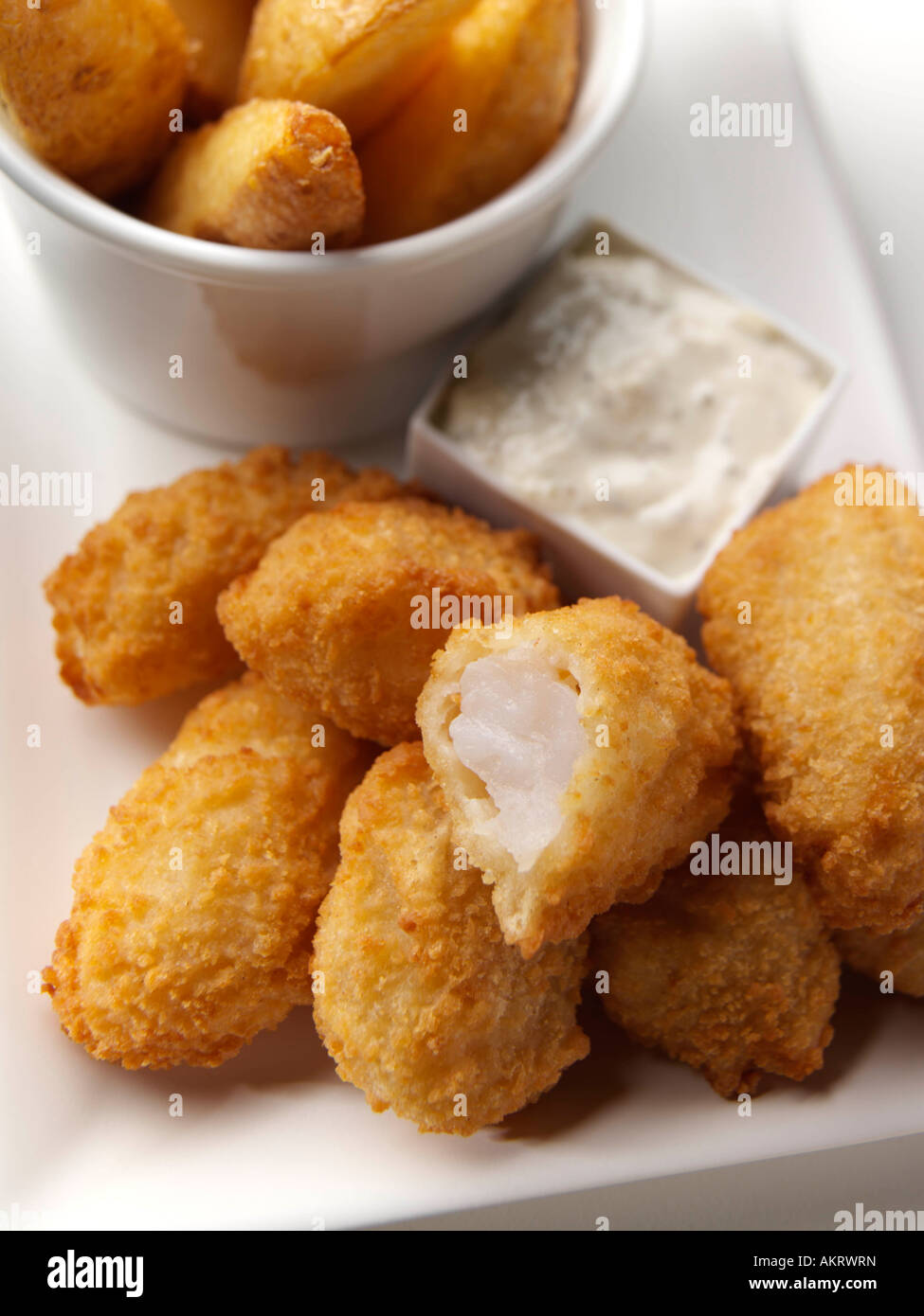Breaded Scampi and chips seafood horseradish editorial food Stock Photo ...