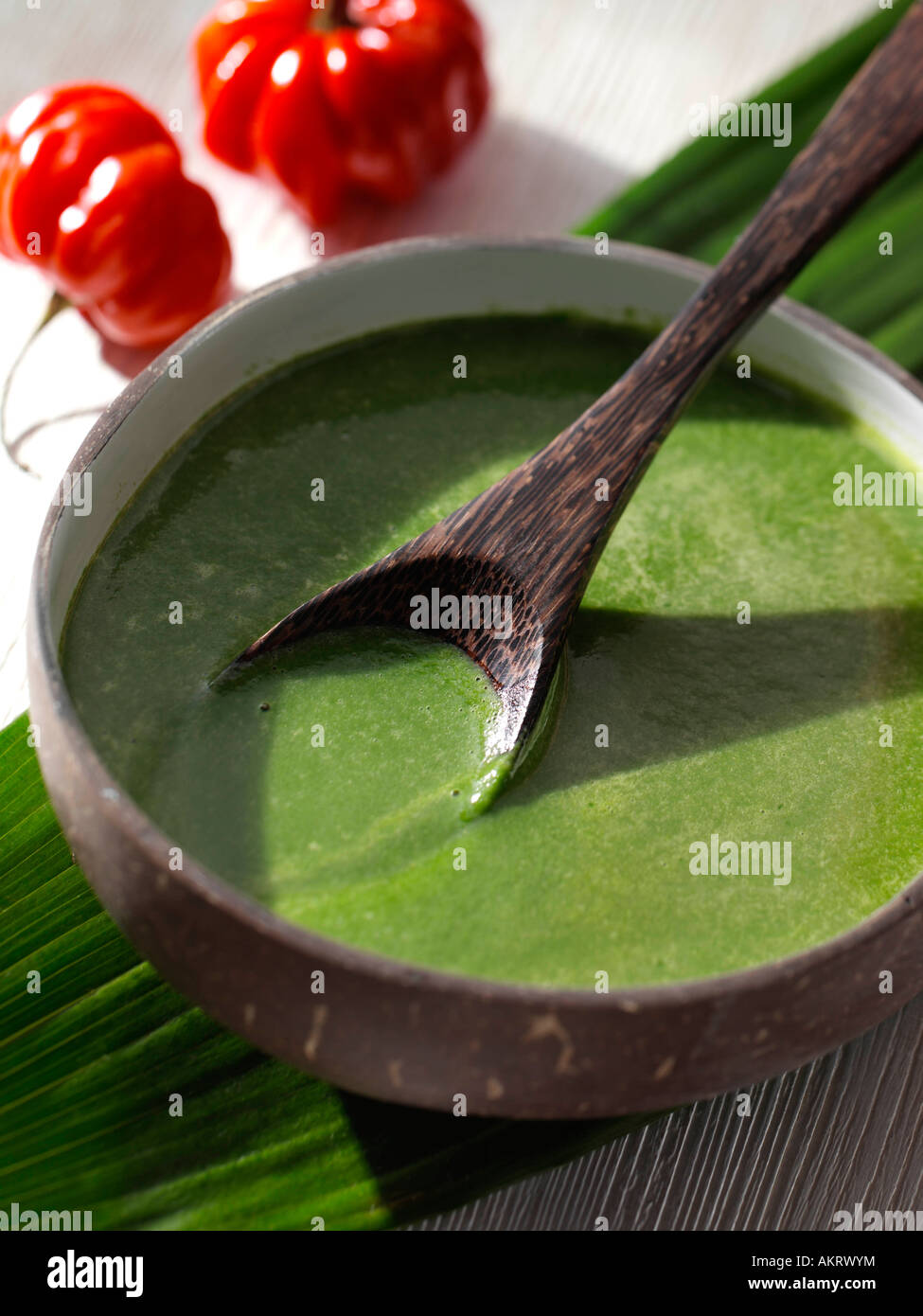 A bowl of Jamaican callaloo soup editorial food Stock Photo - Alamy