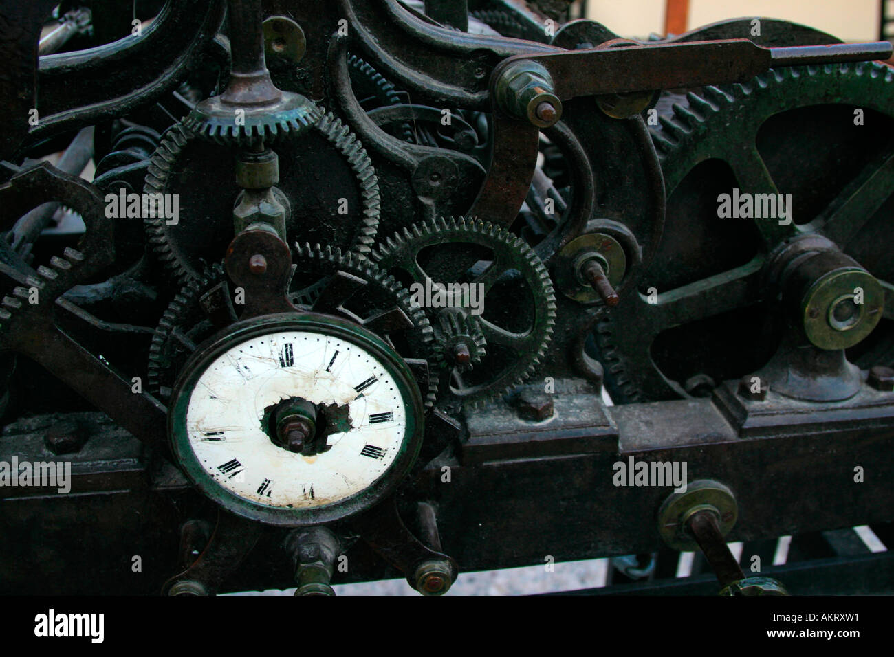 Frontal view of the detail of a clock mechanism Stock Photo - Alamy
