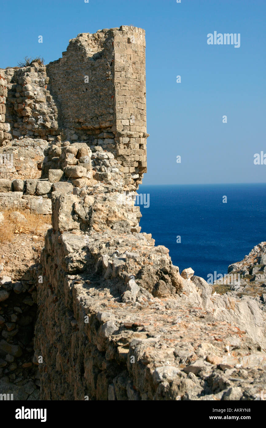 Ruins of an ancient fortess, Haraki, Rhodes Island Stock Photo - Alamy