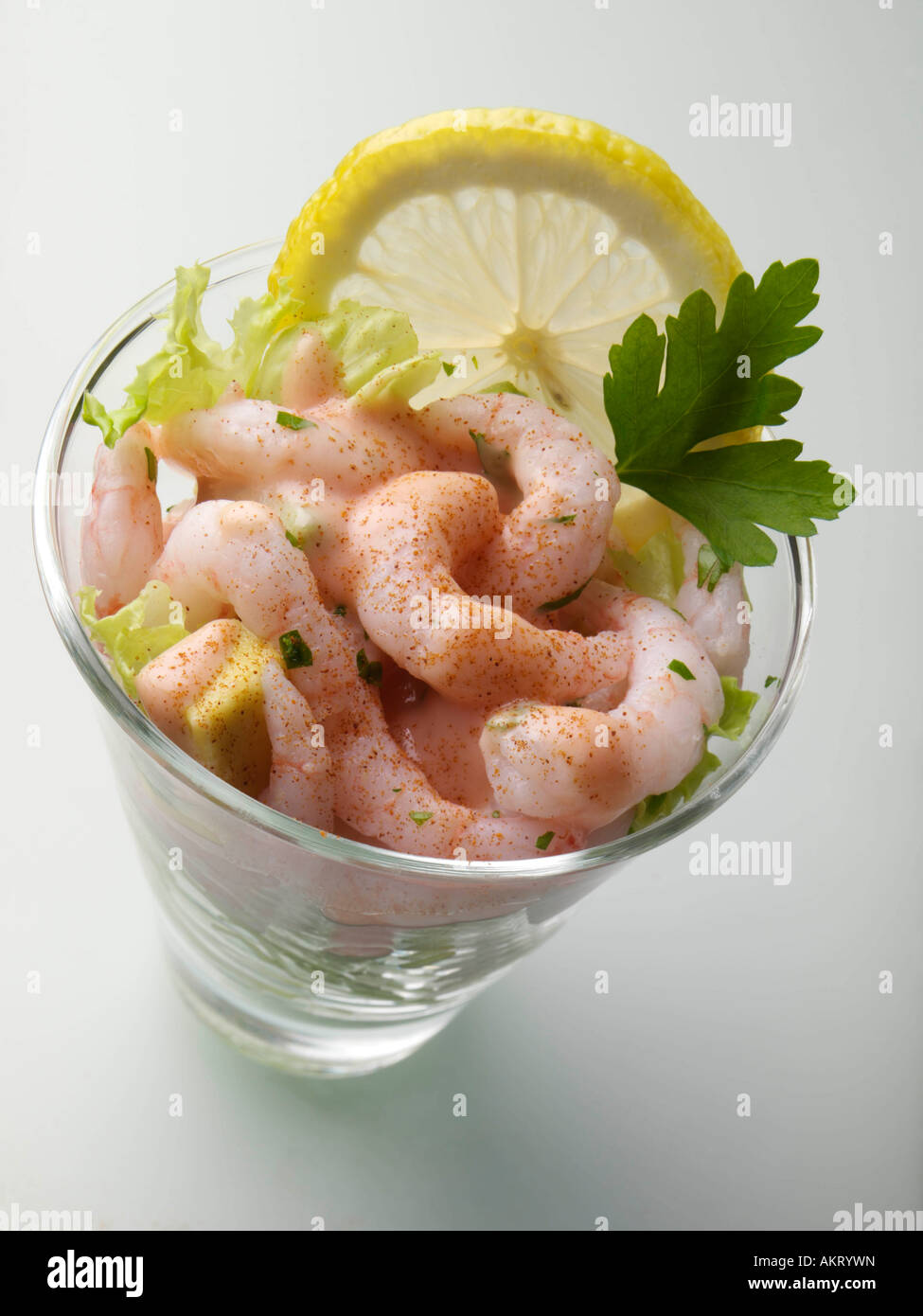 Prawn cocktail on a white background editorial food Stock Photo - Alamy