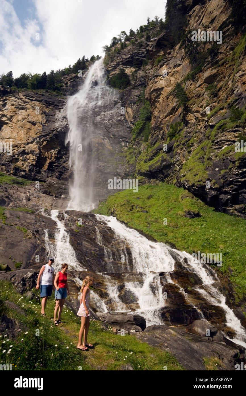 People visiting Fallbach largest waterfall of Austria Maltatal Malta ...