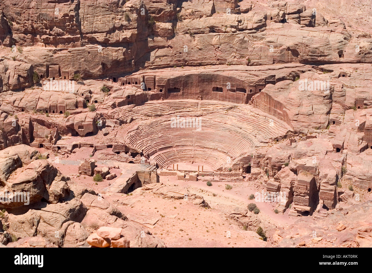 The amphitheatre at Petra which shows typical Nabatean features being ...