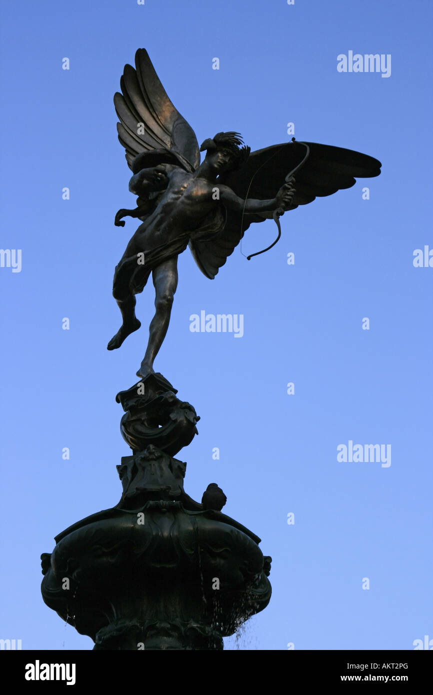 eros statue piccadilly circus london england uk gb Stock Photo - Alamy