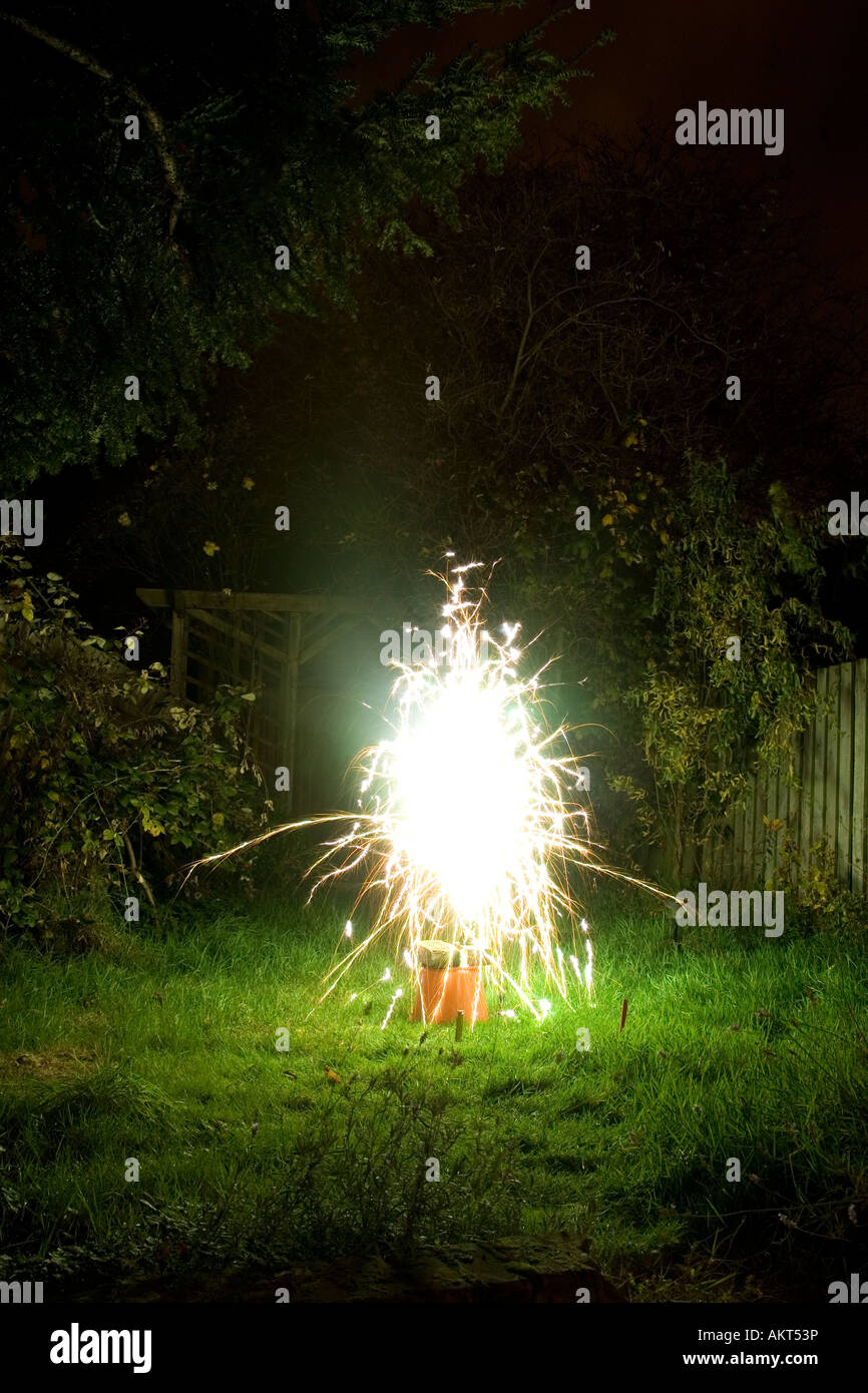 Back garden fireworks Stock Photo - Alamy
