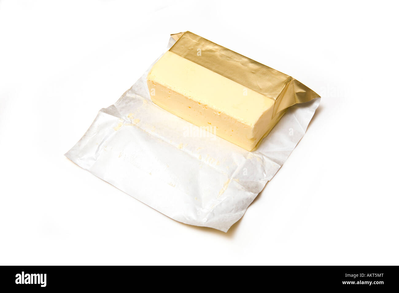 Slab of traditional butter isolated on a white studio background Stock ...